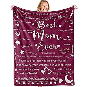 Xinvery Gifts for Mom Blanket,to My Mom Blanket from Daughter Son Birthday Gifts for Mom Best Mom Ever Blanket Mothers Day Throw Blanket 50"X60" Merlot Red