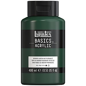 Liquitex BASICS Acrylic Paint, 400ml (13.5-oz) Bottle, Hooker’s Green Hue Permanent