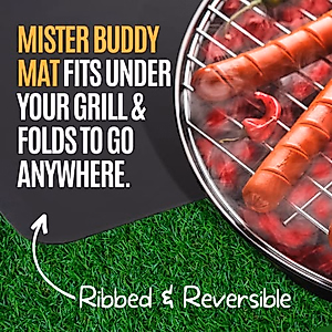 Mister Buddy Mat, 48” Round Rubber BBQ Grill Mat - Under Outdoor Grill Pad to Protect Deck, Patio, and Floors