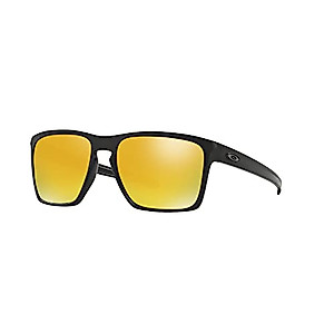 Oakley Men's OO9341 Sliver XL Rectangular Sunglasses, Matte Black/24K Iridium, 57 mm