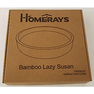 Homerays 12 Inch Lazy Susan Organizer, Kitchen Rotating Spice Rack, Bamboo Lazy Susan with Double Handles for Kitchen Cabinet (Bamboo, Medium)