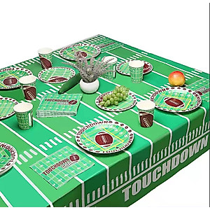 Football Party Supplies Kit - Serve 25, Includes Dinner & Dessert Plates, Napkins, Cups, Tablecloth - Perfect for Football Birthday & Gameday Tailgate Parties