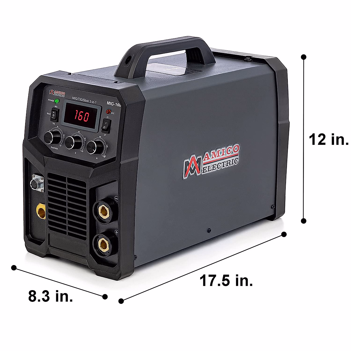 AmicoPower MIG-160, 160 Amp MIG TIG Stick Arc DC Welder, 3-in-1 Multifunction, Spool Gun Weld Aluminum: SPG15180