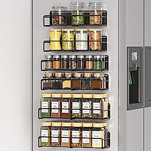Magnetic Spice Rack Organizer 6 Pack, Magnetic Spice Rack for Refrigerator, Magnetic Shelf for Holding Spices, Jars, Seaoning and Bottle, Metal&Black
