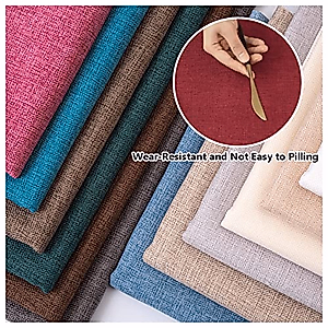 KUCKEE Cotton Linen Blend Fabric Upholstery Skin-Friendly Tear-Resistant Fabric by The Yard Upholstery Sewing 60 Inches Wide Easy to Clean for Craft Lovers Pillow Sofa Curt Burgundy-1.5x1m