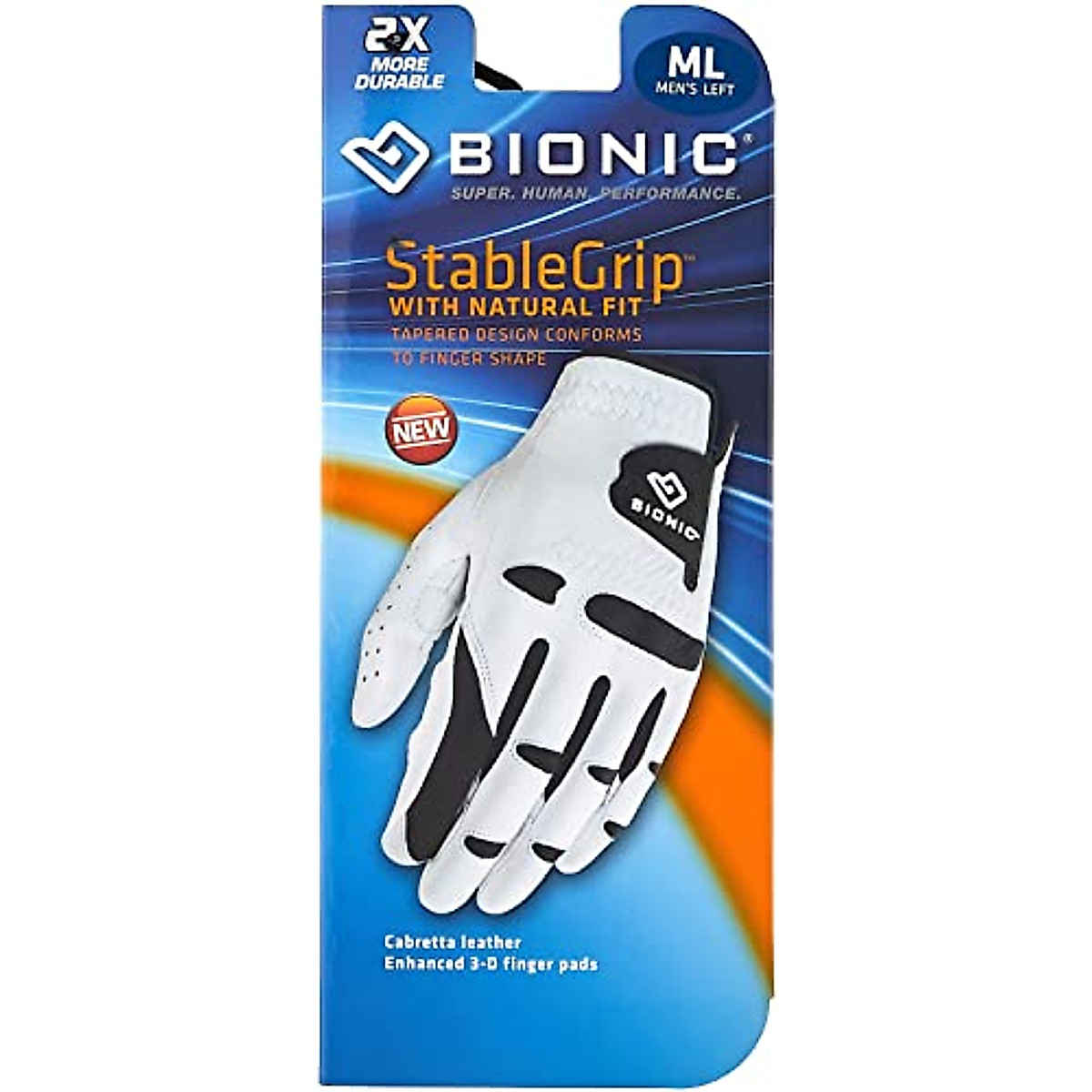 Bionic StableGrip with Natural Fit Golf Glove - White (Medium/Large, Left)
