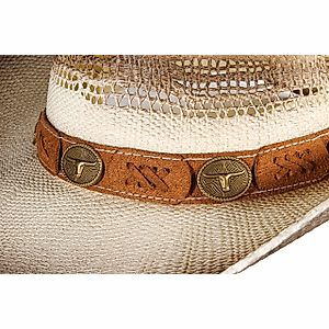 Western Outback Cowboy Hat Men's Women's Style Straw Felt Canvas (Western Bull)
