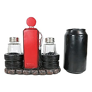 Set Of 1 Old Fashioned Gas Pump Station Salt And Pepper Shakers Figurine