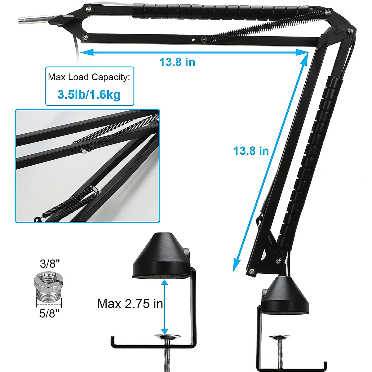 AT2020 Mic Stand with Pop Filter - Professional Microphone Boom Arm Compatible with Audio-Technica AT2020 AT2020USB+ AT2035 by YOUSHARES