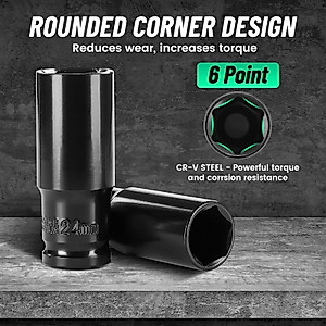 Seesii Professional Socket Set Wrench Kit, 11-Piece Metric 10-11-12-13-14-16-17-19-21-22-24mm, High-Torque C-V Steel Sockets for Automotive, Home Repair & DIY Projects