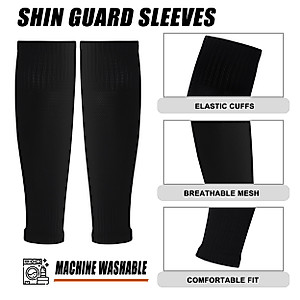Grip Soccer Socks with Shin Guard Sleeves & Straps | Anti Slip Non-Skid Durable & Comfy Football Socks for Training & Matches
