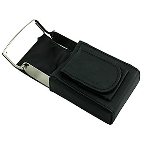 Skyway Rockford Leather Cigarette Case 100's Cigarette Holder Case Pack Box with Flip Top and Lighter Pouch - Black
