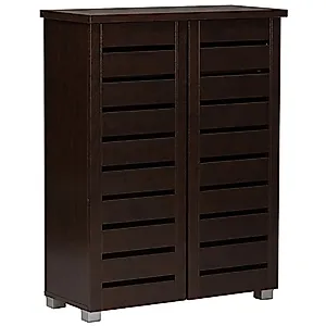 Wholesale Interiors Baxton Studio Adalwin Modern and Contemporary 2-Door Dark Brown Wooden Entryway Shoes Storage Cabinet, SC863522-Wenge