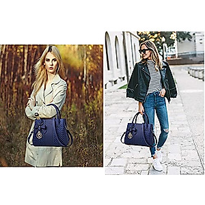 S.G Purses and Handbags for Women Fashion Ladies PU Leather Top Handle Satchel Shoulder Tote Bags (BLUE)