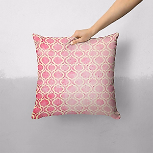 iiRov Pink and Yellow Bubble Morrocan Pattern - Custom Decorative Home Decor Indoor or Outdoor Throw Pillow Cover Plus Cushion Set for Sofa, Bed or Couch (Pillow CASE Cover Plus Cushion)
