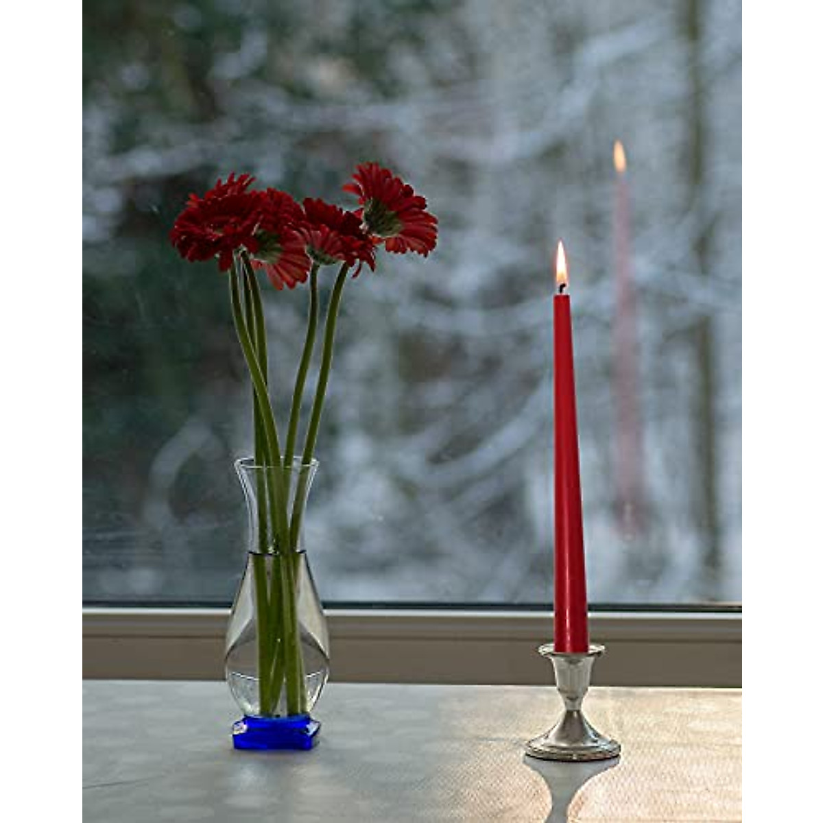 Hyoola Tall Taper Candles - 12 Inch Cherry Red Unscented Dripless Taper Candles - 10 Hour Burn Time - 12 Pack