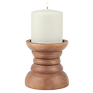 Stonebriar Small Decorative Natural Wood Pillar Candle Holder 4 inch