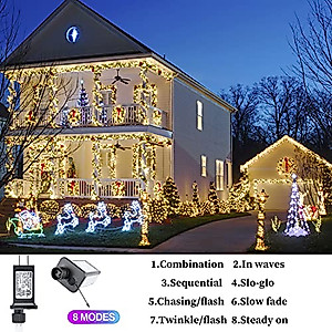 ZHOUDUIDUI Christmas Lights Outdoor, 800LED 330FT Warm White String Lights, 8 Mode Plug in Waterproof Decor Twinkle Lights for Bedroom Xmas Thanksgiving Wedding Party Garden Yard Tree Decoration