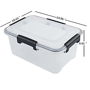 Sosody 12 Quart Clear Storage Latching Box, Plastic Latch Box with Lid, 6-Pack