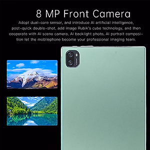 HEEPDD 10.1 Inch Tablet, FHD Tablet 8MP Front 16MP Rear 8 Core CPU Green 100-240V 12 (US Plug)