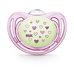 NUK Airflow Glow-in-The-Dark Pacifiers, 6-18 Months, 2 Pack