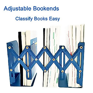 Metal Heavy Duty Book Ends for Shelves, Sturdy Bookends to Hold Books Heavy Duty, Adjustable Book Stopper for Office & School