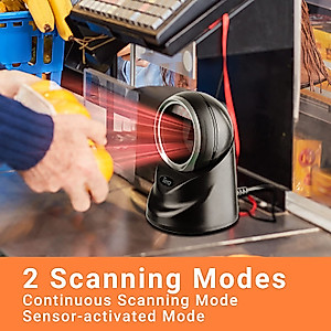Tera Pro Omnidirectional Barcode Scanner 2D QR Desktop Handsfree, Adjustable Scan Head, Wired Automatic Platform Scanner with USB Cable for Market Retail Store Mobile Screen Payment