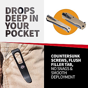 Off-Grid Knives - Stinger XL Folding Knife w. Spear Point Blade, Crucible 154CM Steel, G10 Scales, Deep Carry Clip (Coyote)