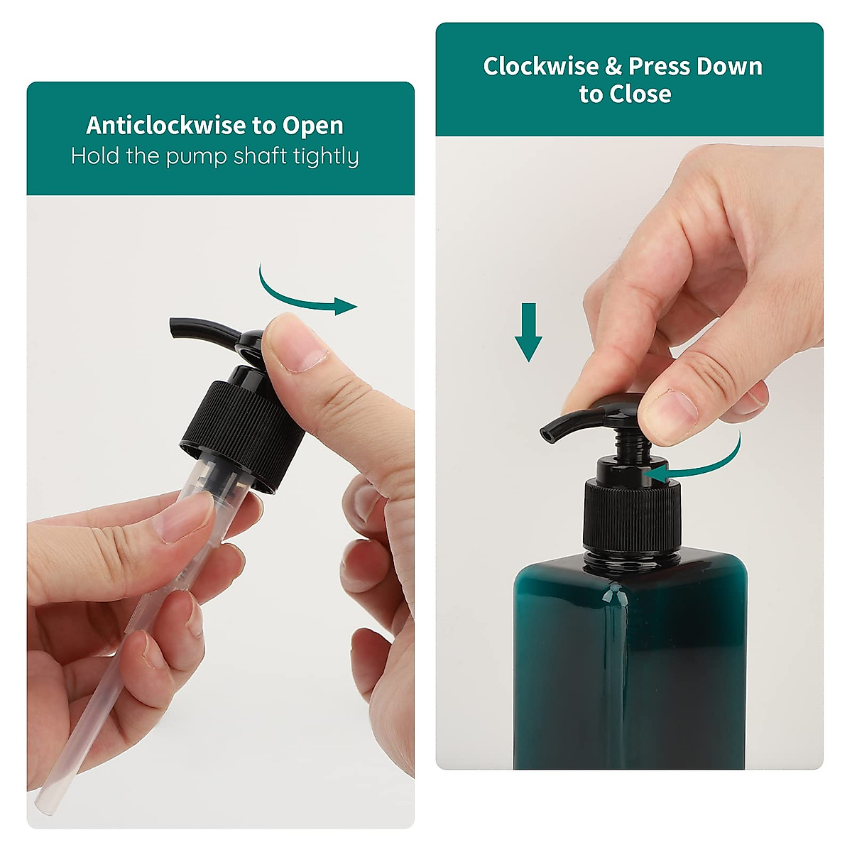 Segbeauty Refillable Soap Dispenser, 4 Pack 6.8oz Plastic Square Press Pump Bottles, 200ml Empty Travel Containers Lotion Cosmetic Bottle Set for Hand Wash Shampoo Conditioner Shower Gel Essential Oil