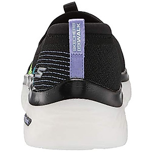 Skechers Women's GO Walk Hyper Burst Knit Slip ON Sneaker, Black/Multi, 7.5