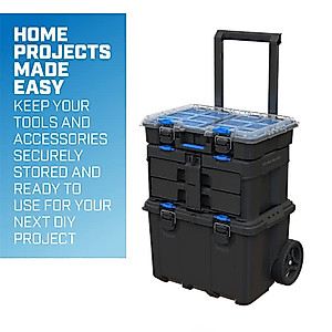 Stack Cart; Mobile Tool Box for Hardware Storage; Fits 7 Parts Modular Storage System And Suits Power Tools
