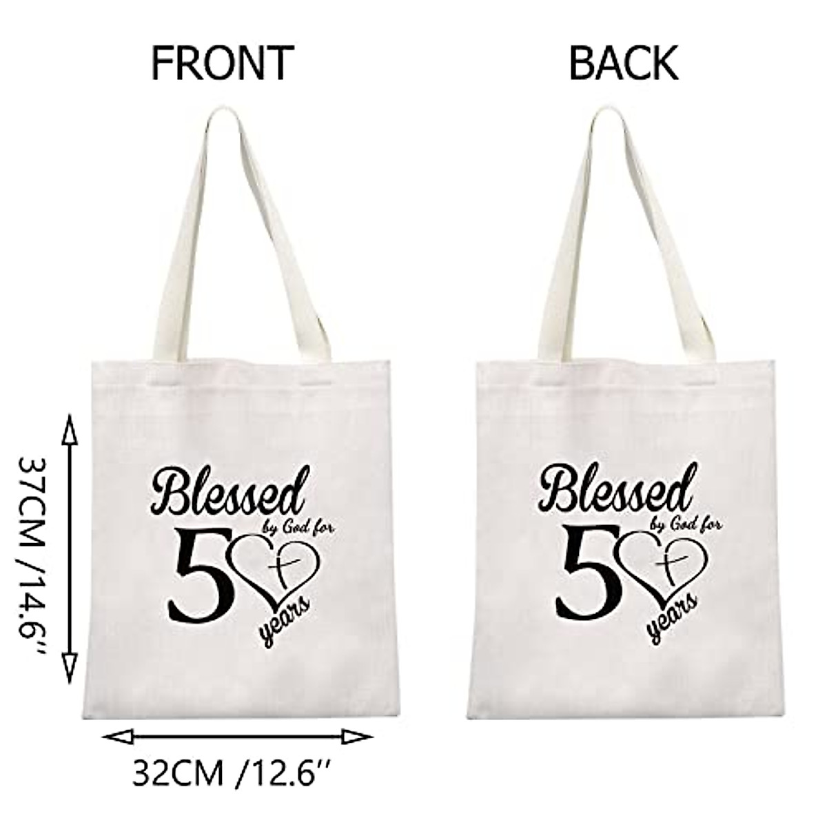 JNIAP 50th Birthday Tote Bag Religious Christian Happy 50 Years Birthday Gifts for Family Friend(50 Years Tote Bag)