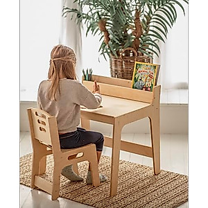 WOOD&ROOM Table with Chair for Children Room, Table for Learnig, Sturdy Table with Chair for Kids, Montessori Table, Art Table with Chair