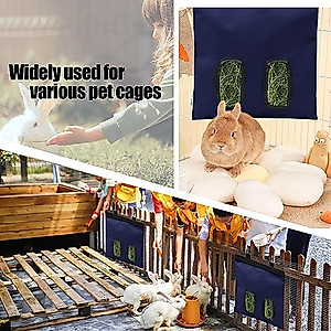 PACKSTAR Rabbit Hay Feeder Bag,Rabbit Hay Feeder,Bunny Hay Bag,2 Holes Large Capacity 600D Rpet Hay Hanging Feeder Storage for Rabbit,Guinea Pig, Chinchilla