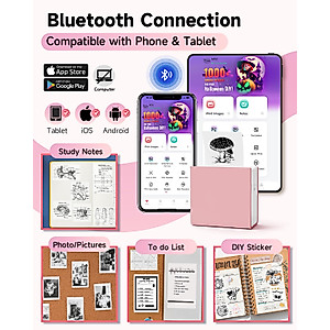Memoking Inkless Bluetooth Printer Wireless - 2" Thermal Mini Printer Portable Photo Printer - M02 Sticker Printer Machine for Pad&Phone, HD Mini Sticker Maker Machine Printer for Memos,Sticker,Photos
