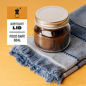 County Line Kitchen, Manual Coffee Grinder with Ceramic Burr, Adjustable Coarseness, Hand Coffee Bean Grinder, Two Glass Jars 250ml each with Metal Lids