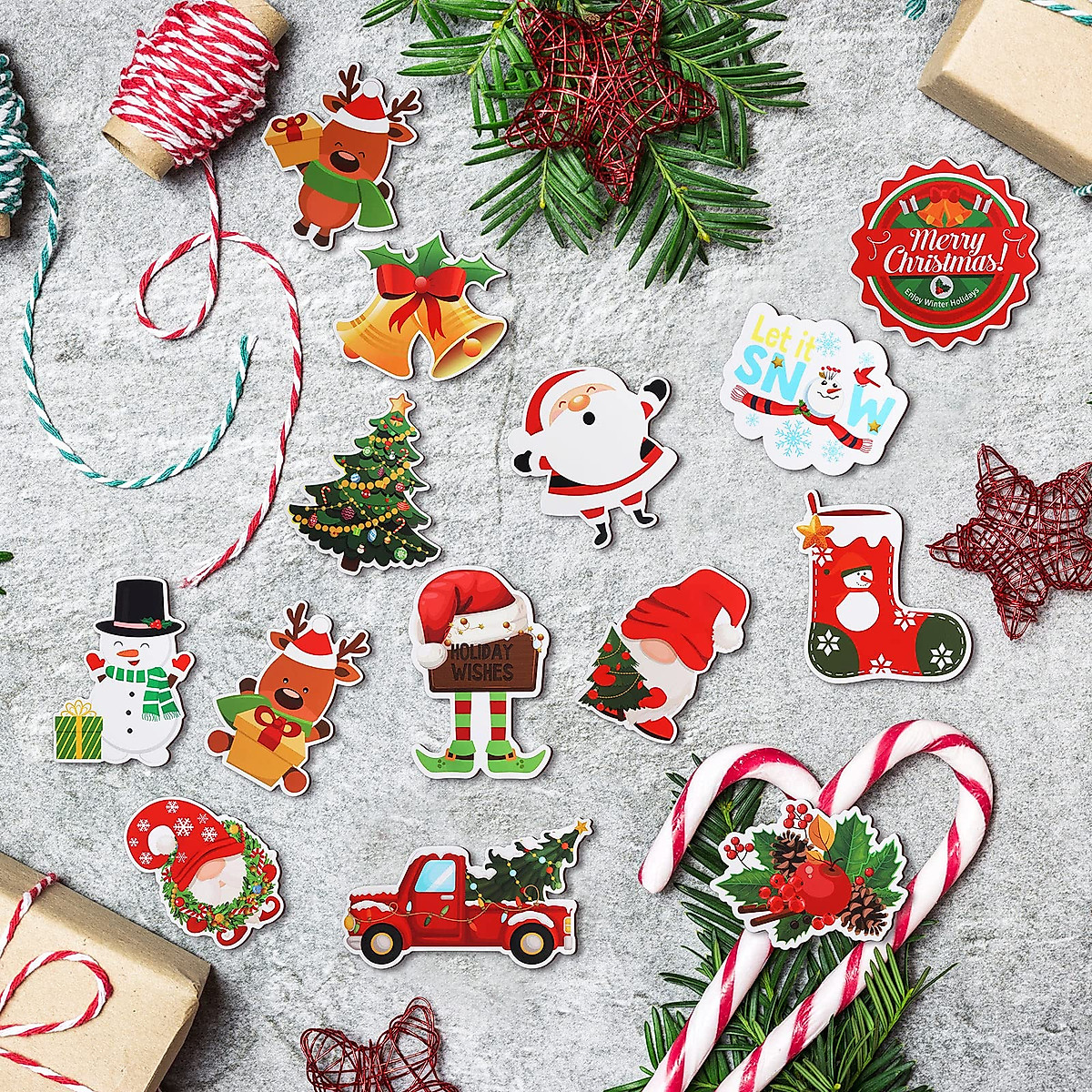 20 Pieces Christmas Magnets Set Christmas Refrigerator Magnets Santa Snowman Holiday Magnets Decorative Magnetic Fridge Decoration Xmas Magnets Fridge Magnetic Decor Car Sticker for Dishwasher Door