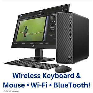 HP Slim Desktop, Intel Core i3-10105 Processor, 16GB DDR4 RAM, 1TB PCIe M.2 SSD, HDMI, RJ-45, Wireless Keyboard & Mouse, Wi-Fi, Windows 11 Home, Black