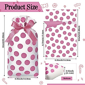 Bulyoou 50 Pcs Polka Dots Bags Bulk Dots Cellophane Treat Bags Candy Goodies Treat Bags Gift Watercolor Dots Plastic Wrapping Package for Birthday Party Snack Food Storage(Pink)