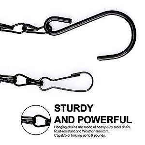 XDW-GIFTS 4 Pack 25.5 Inch Hanging Chain with Hooks for Hanging Bird Feeders, Birdbaths, Planters, Lanterns, Wind Chimes, Baskets, Billboards, Decorative Ornaments, Outdoor Indoor Use (Black)
