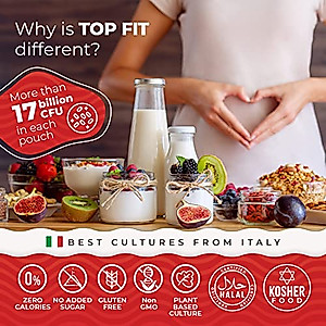 TopTherm Yogurt Maker - All you Need For Probiotic Plain & Greek Yogurt Maker- Fresh Homemade Yogurt- Probiotic Starter Culture, Container, Basket, Strainer, Temperature C- Non-BPA Plastic - Gut Support Starter