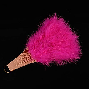 AWAYTR Vintage Marabou Feather Fan - Hand Held Folding Fan Accessories for Halloween Party (Rose red)