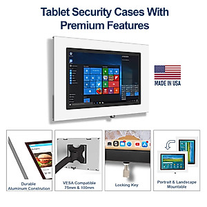 TABcare Security Locking Metal Case for Dell Latitude 5285 5290 7200 7210 as Kiosk, POS, Store, Show Display (Black, Wall Mount VESA)