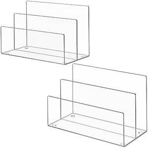 KTRIO 2 Pack Acrylic File Holder 2 Sections File Organizer for Desk, Clear Desk Organizer File Sorter File Folder Holder Mail Organizer Letter Holder for Envelopes, Electronics, Purse Display Stand