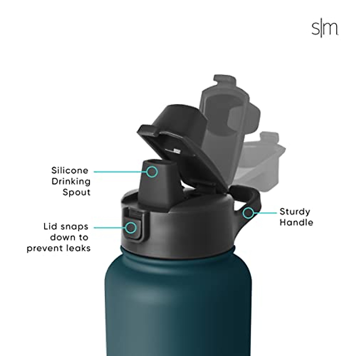 Simple Modern Push Button Chug Lid | Leakproof Replacement Sport Cap| Fits All Summit and Hydro Flask Wide Mouth Water Bottle Sizes | Summit Collection | Midnight Black