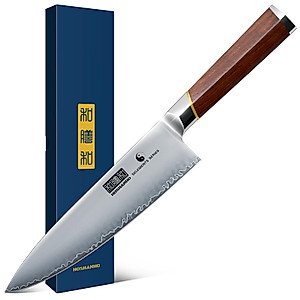 HOSHANHO 8 Inch Japanese Chef Knife, Professional Japanese Super Steel Kitchen Knife, Ultra Sharp Cooking Knife with Ergonomic Wooden Handle for Men and Women