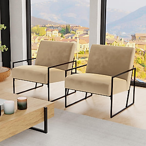 eLuxurySupply Accent Chair - Modern Industrial Slant Armchair with Layered Foam and Metal Frame - Premium High Density Soft Cushion for Supreme Comfort - Easy Assembly 2 Pack