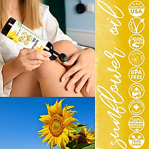 Sunflower Oil Cold Pressed Sunflower Seed Oil Unrefined Sun Flower Oil Face Hair Skin Sunflower Essential Oil Carrier Oil for Essential Oils Mixing Pure Unrefined Oil for Massage Oil 16oz