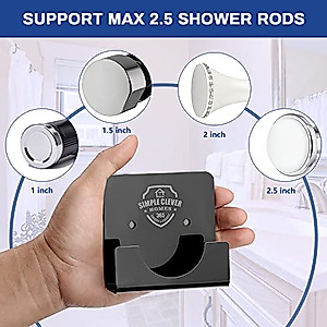 Acrylic Bath Shower Curtain Pole Holder for the Wall Universal No Screw Tension Rod Holder Curtain Rod Retainer 3M Adhesive Closet Rod Support Bracket 2 Piece Square Shower Rod Mount Holder White