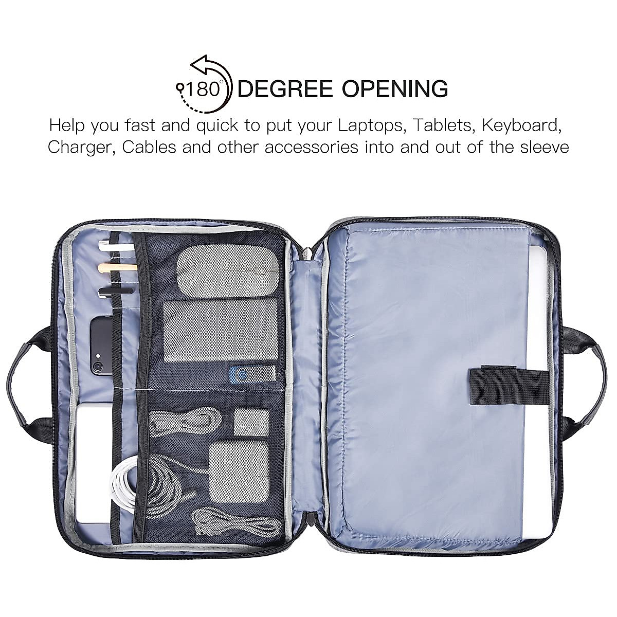 14 15 Inch Laptop Case, Men Women Laptop Bag Sleeve with Organizer for MacBook Pro 14" 16" M4/M3/M2/M1, Dell Inspiron 14, Lenovo Flex 5 14/Ideapad 3 14, HP Pavilion/Chromebook 14" Carrying Case, Gray